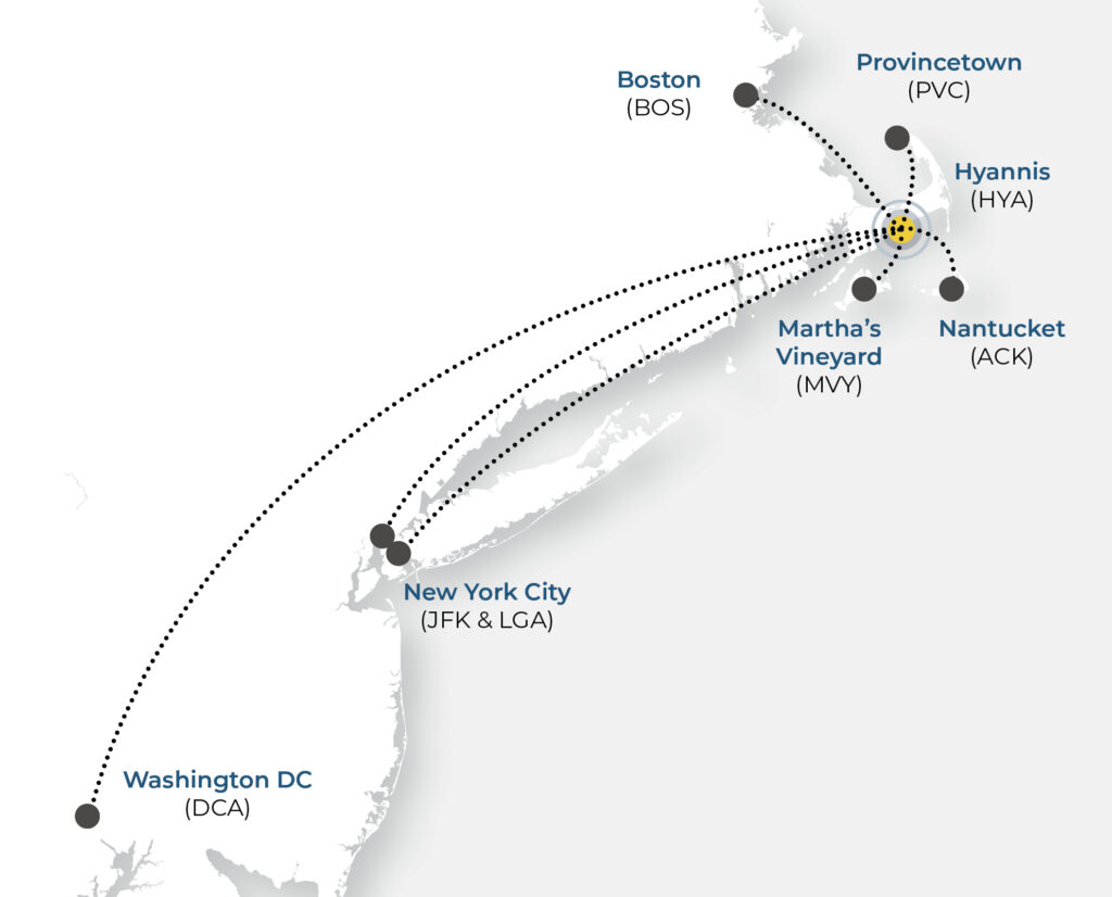 Destinations | FlyHYA | Cape Cod Gateway Airport